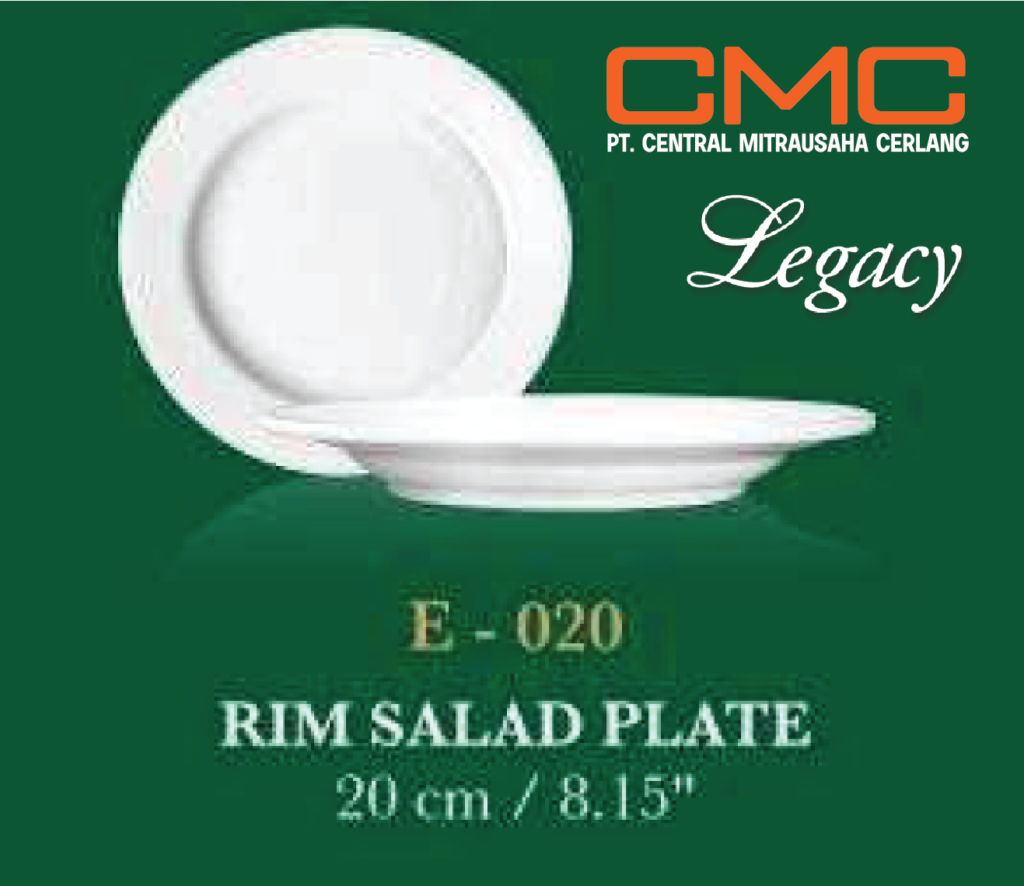 Piring Salad RIM 20cm White Series Untuk Hotel & Restoran - CMC Solution