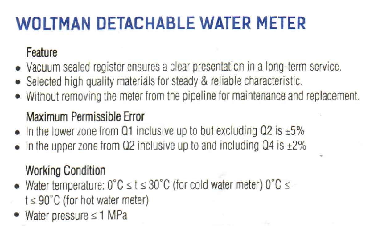 Woltman Detachable Water Meter Class 20 & 50 by Louis Victor - CMC Solution