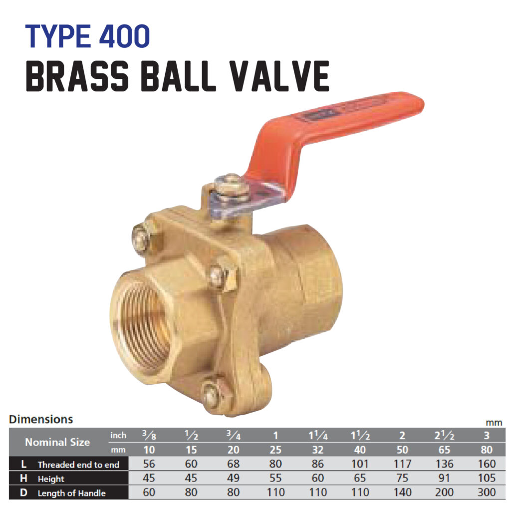 Brass Ball Valve Type 400 W.O.G. 150ºC 0.69 MPa (100 psi) - CMC Solution